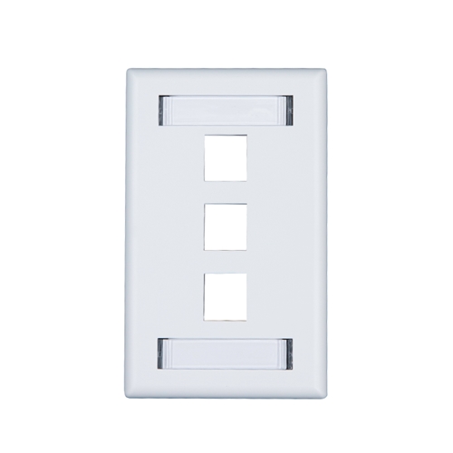 3-Port Keystone Single Gang Faceplate w/ Labels