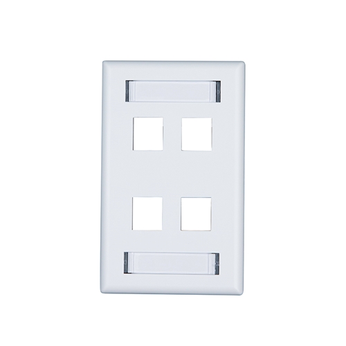 4-Port Keystone Single Gang Faceplate w/ Labels